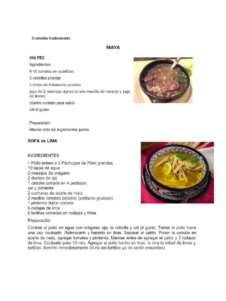 3 Comidas Tradicionales | PDF | Cilantro | Plátano