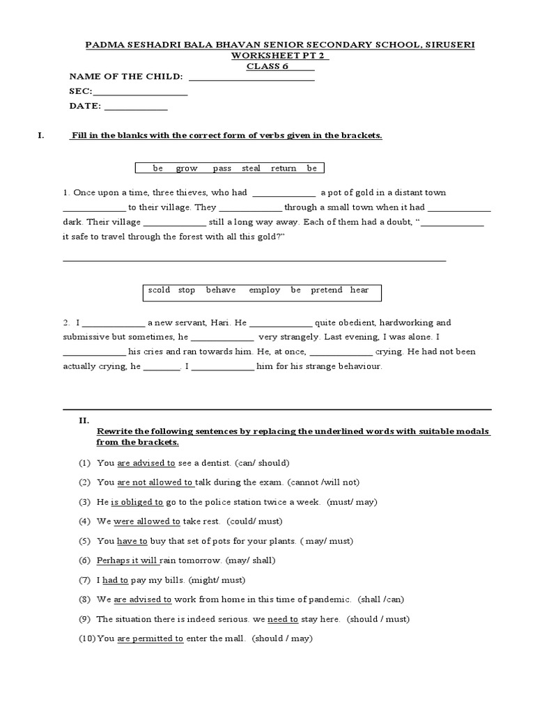 Class 6 English Grammar Worksheet | PDF | Coffee