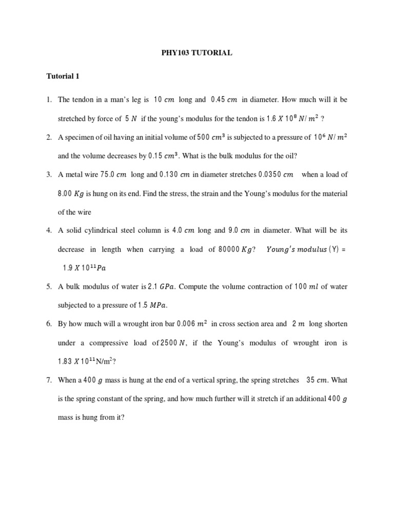 Phy103 Tutorial Questions | PDF | Heat Transfer | Thermal Conduction