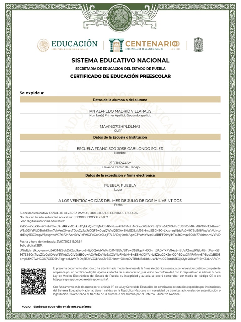 Certificado Ian | PDF