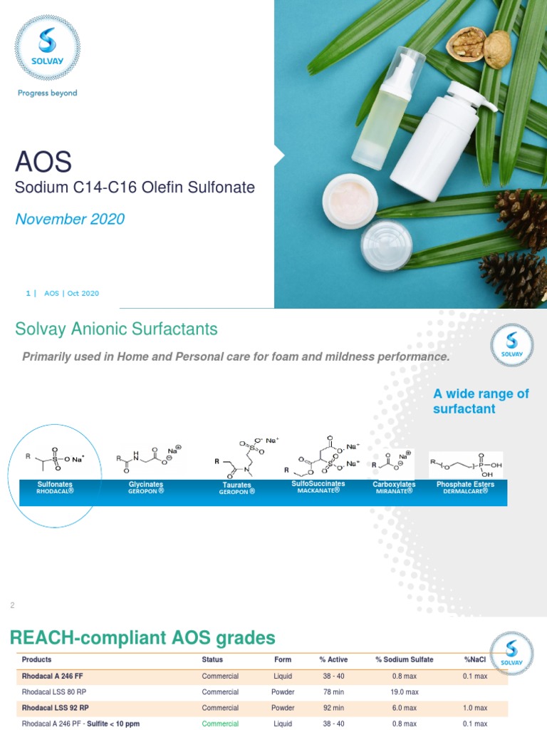 Solvay's Sulfonate Presentation | PDF | Shampoo | Surfactant