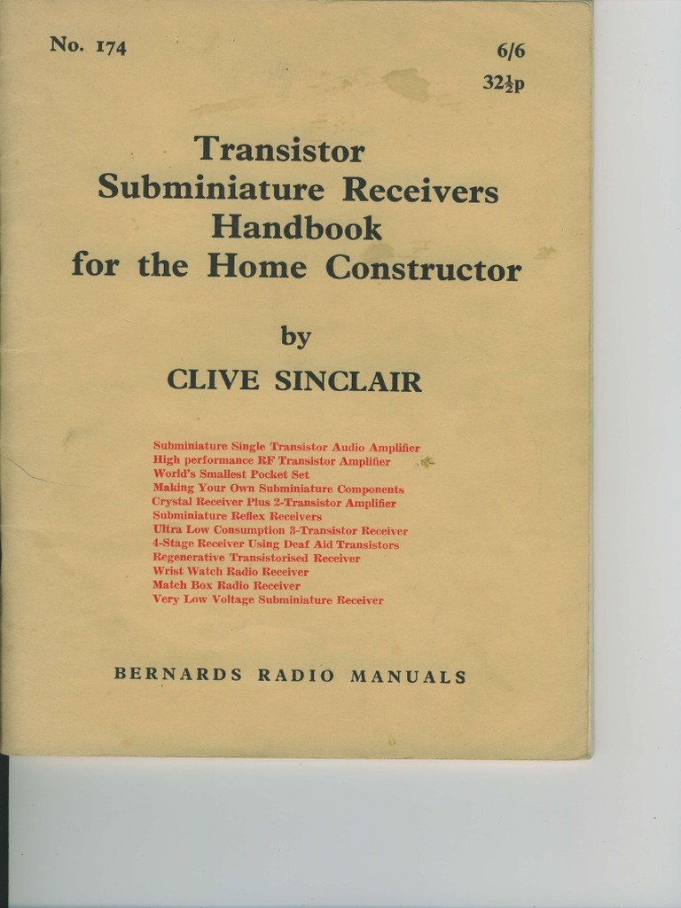 Bernards - Sinclair - Clive Sinclair-Transistor Subminiature Receivers-1970 | PDF | Amplifier ...