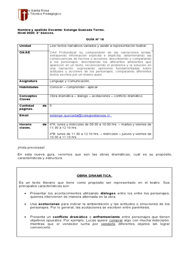 Guía Sobre Obras Dramáticas Y Su Estructura Pdf Narración
