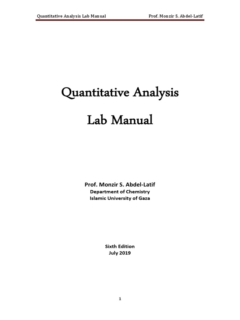 Quantitative Analysis Laboratory Manual | PDF | Titration | Chemistry