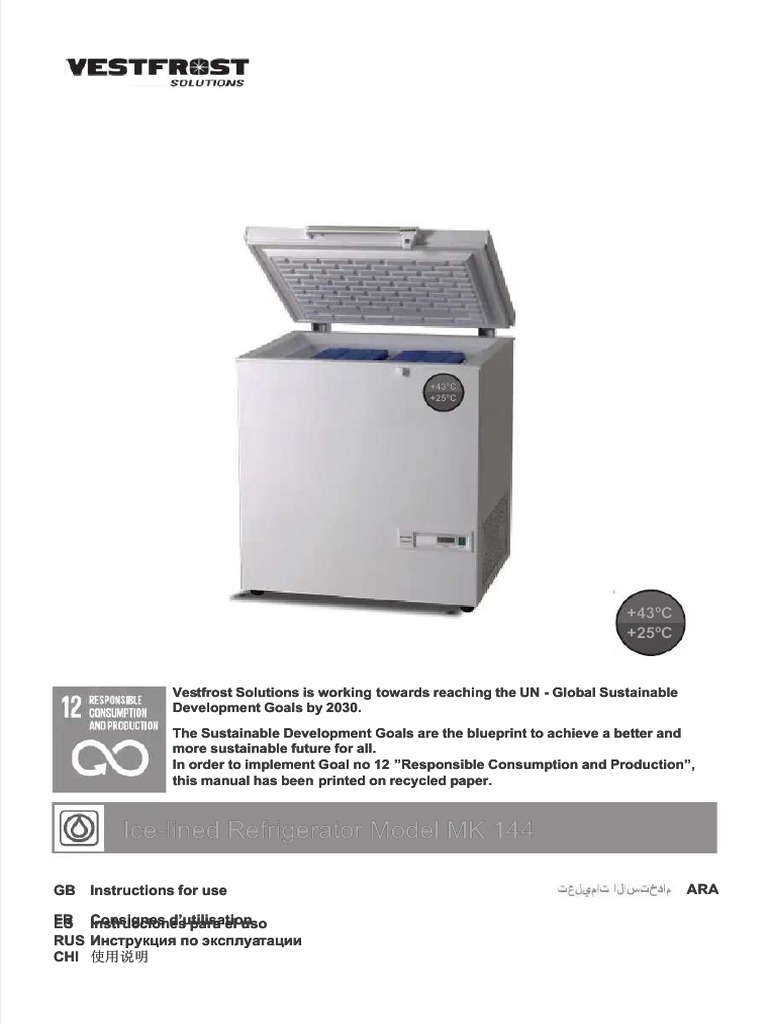Manual Nevera Horizontal Vestfrost MK114 | PDF | Refrigerator | Ac ...