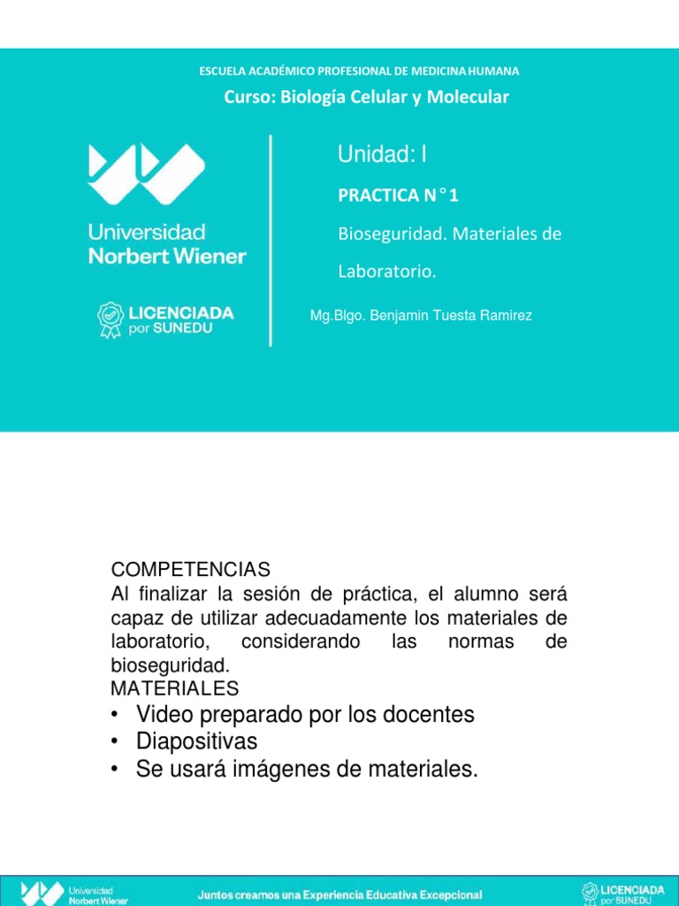 Practica 1 - Bioseguridad. Materiales de Laboratorio | PDF | Laboratorios | Infección