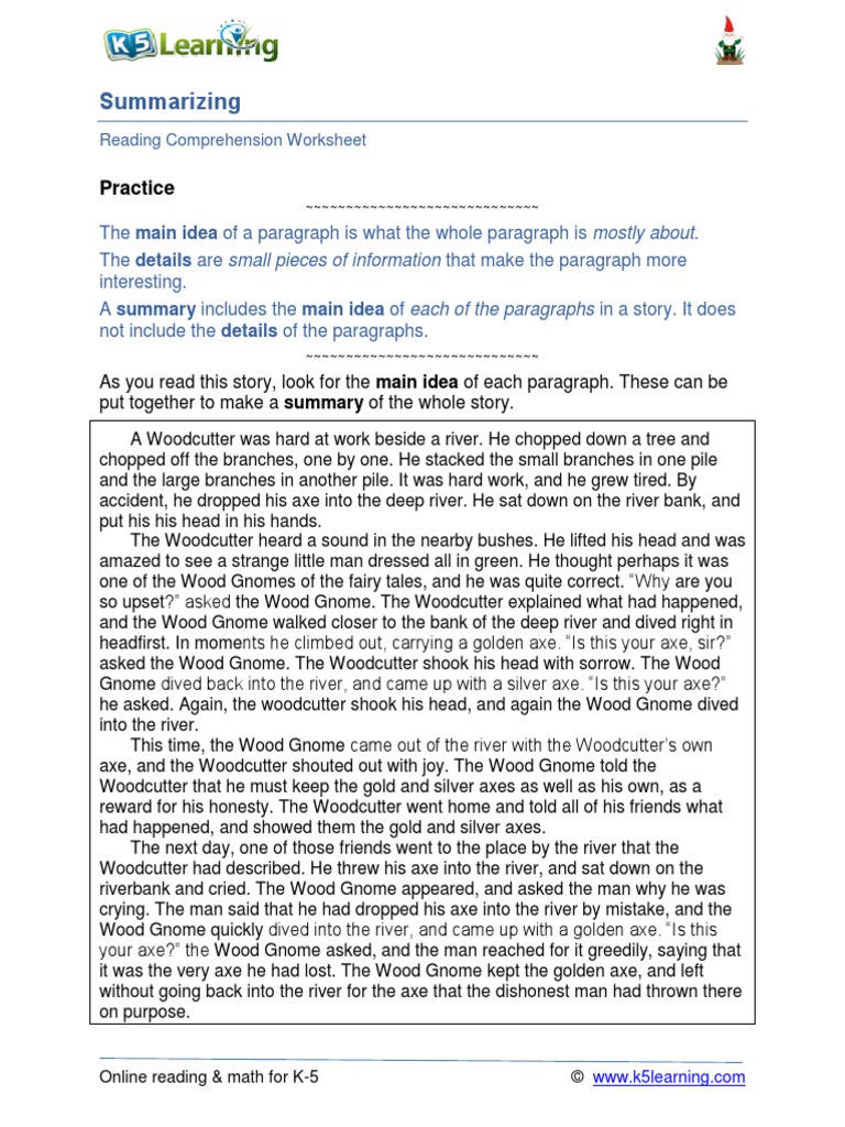 Grade 5 Main Idea H | PDF