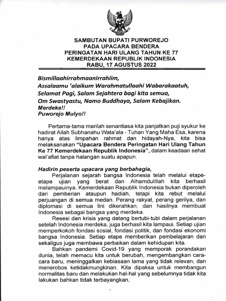 Sambutan Bupati Hut Ri Pdf
