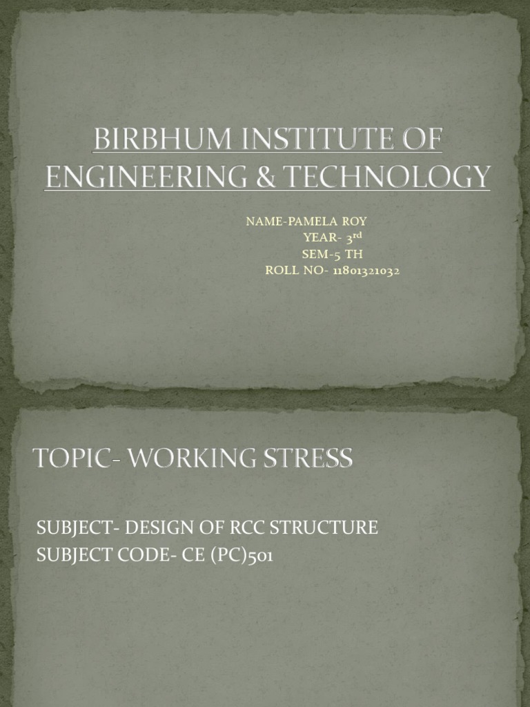 Working Stress Method in RCC Design | PDF | Bending | Strength Of Materials