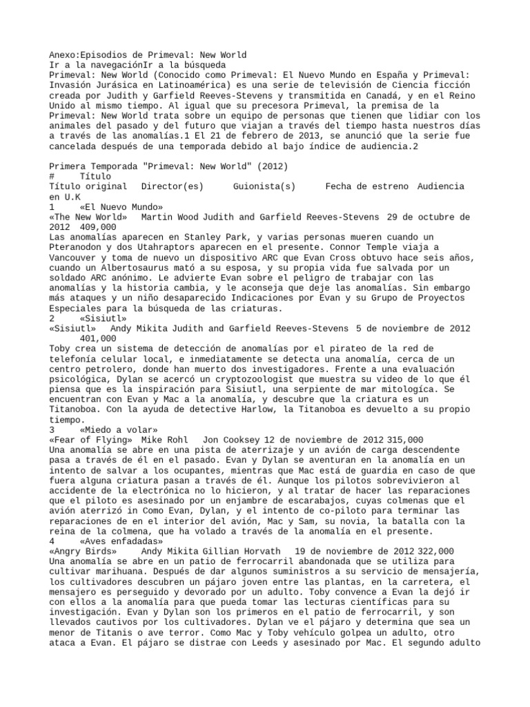 Episodios de Primeval | PDF