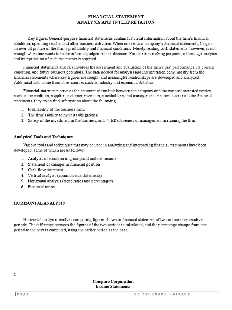 Financial Statement of Analysis Horizontal and Vertical | PDF | Balance ...