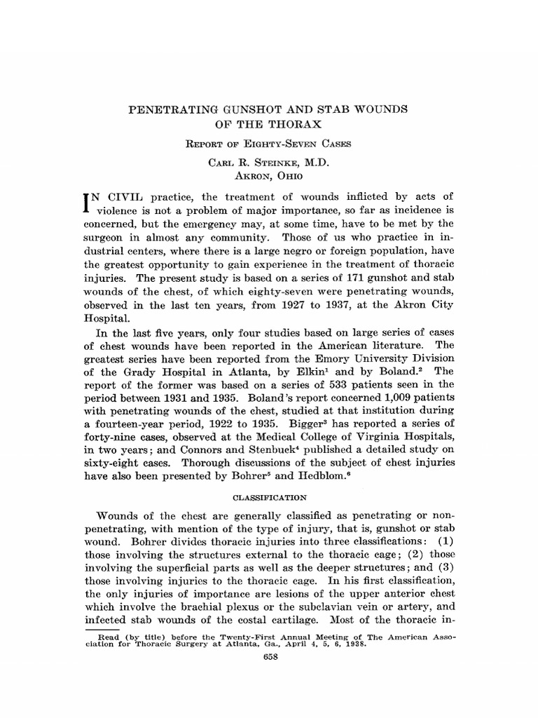 Stab Wound Thorax | PDF | Thorax | Wound