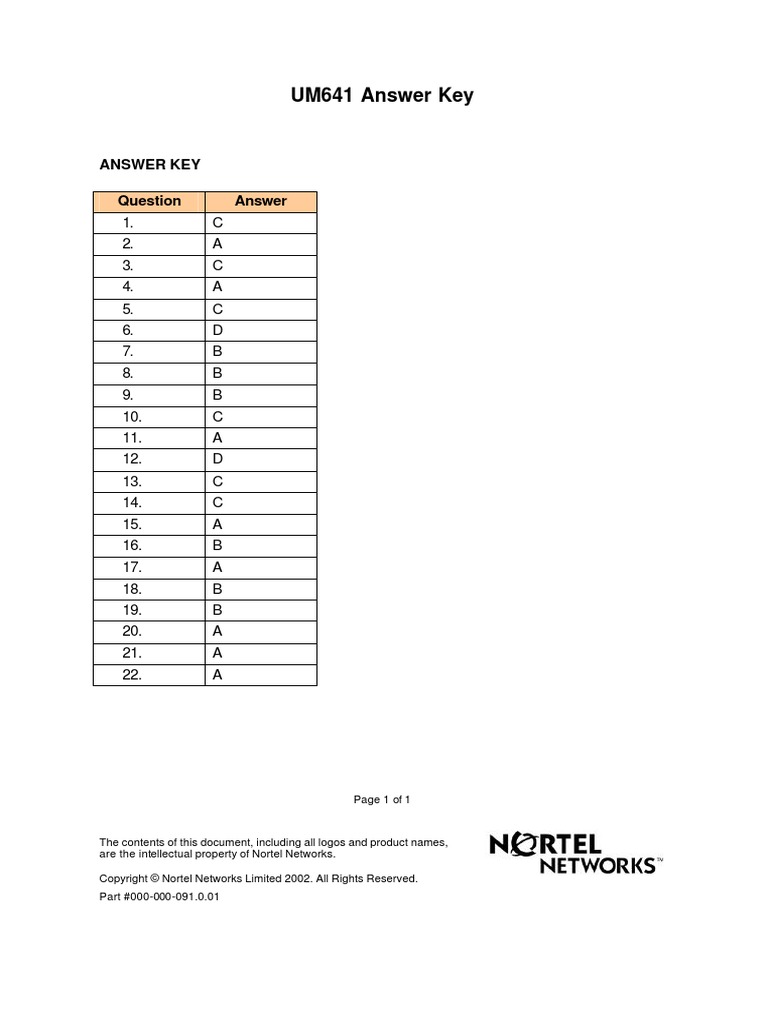 UM641 Level 2 Answer Key | PDF
