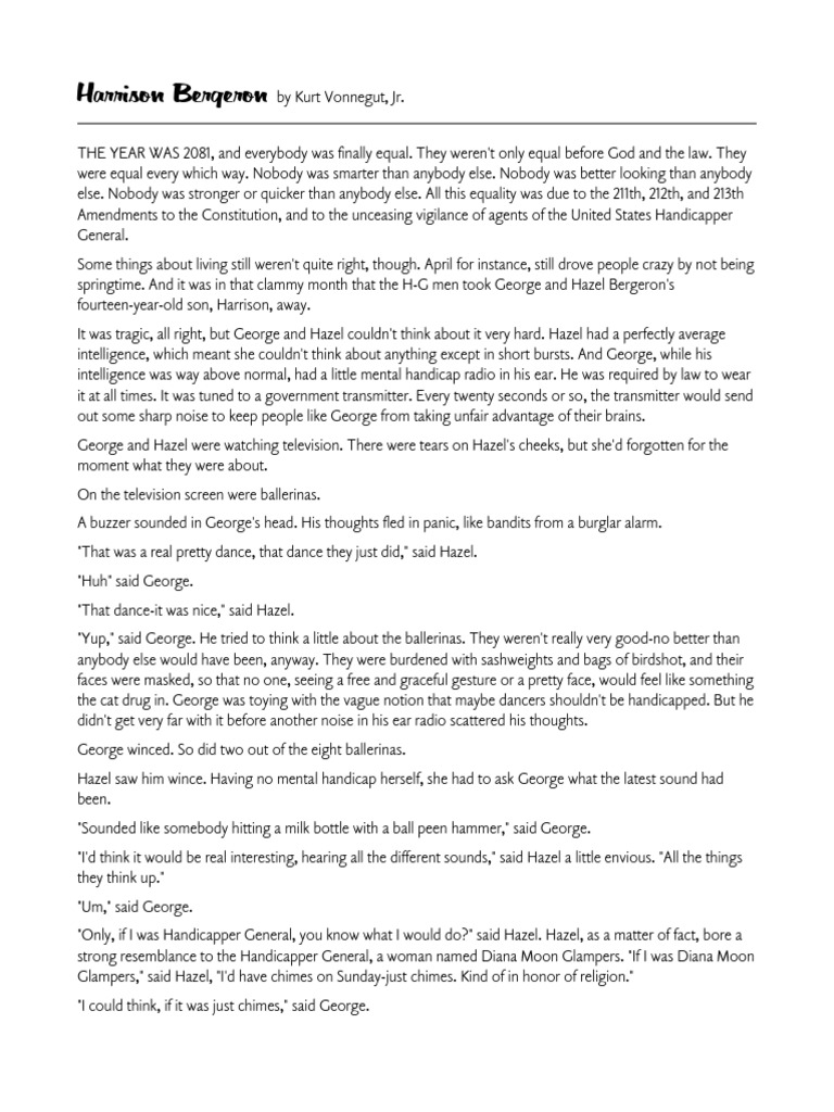 Harrison Bergeron | PDF