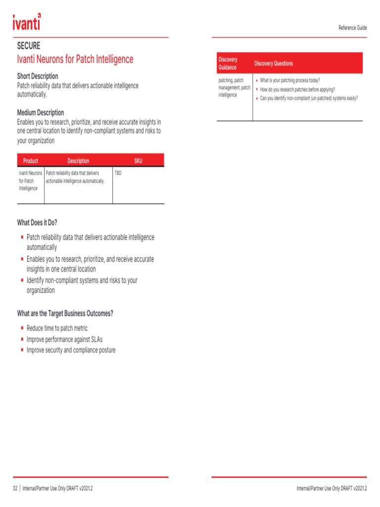 Ivanti Neurons For Patch Intelligence Reference Page | PDF