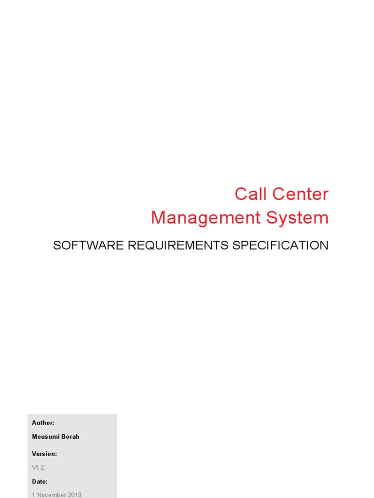 Call Center Management System Software Requirement Specification v0.01 | Download Free PDF | Use ...
