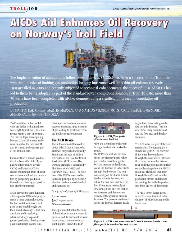 AICDs Aid Enhances Oil Recovery On Norway Troll Field | PDF | Fluid ...