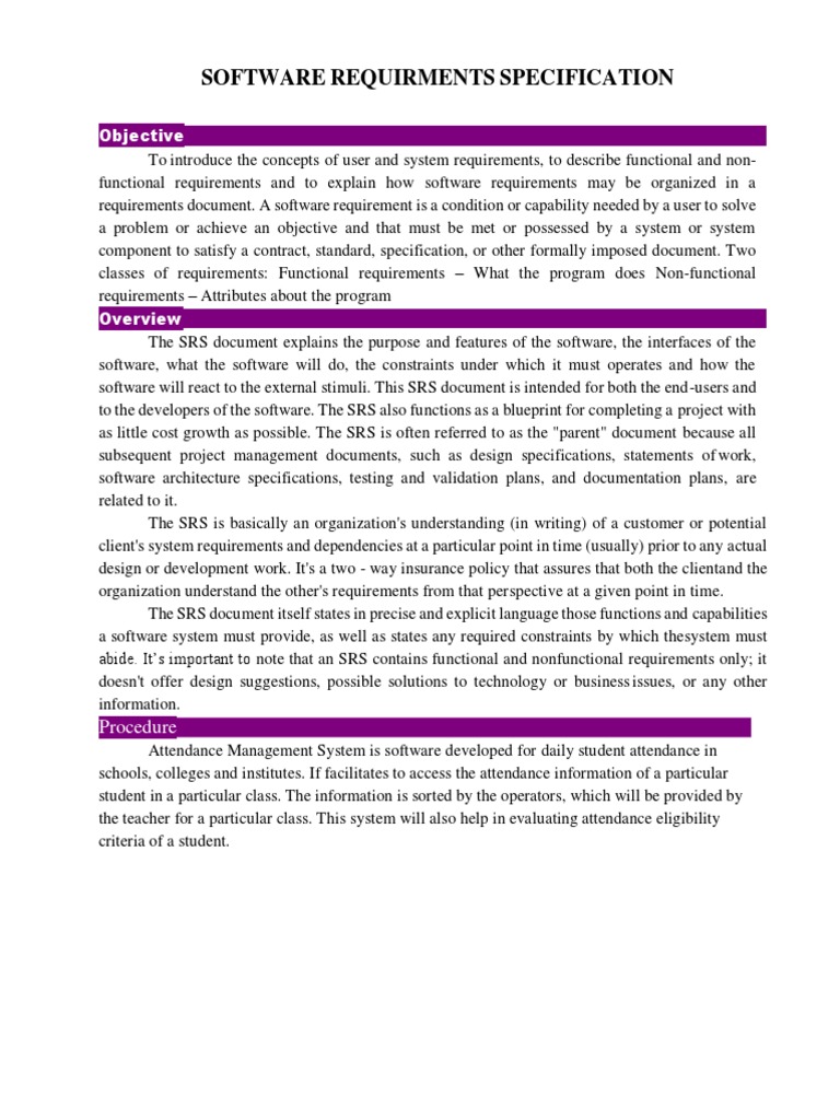 SRS Guide for Developers & Users | PDF | Specification (Technical ...
