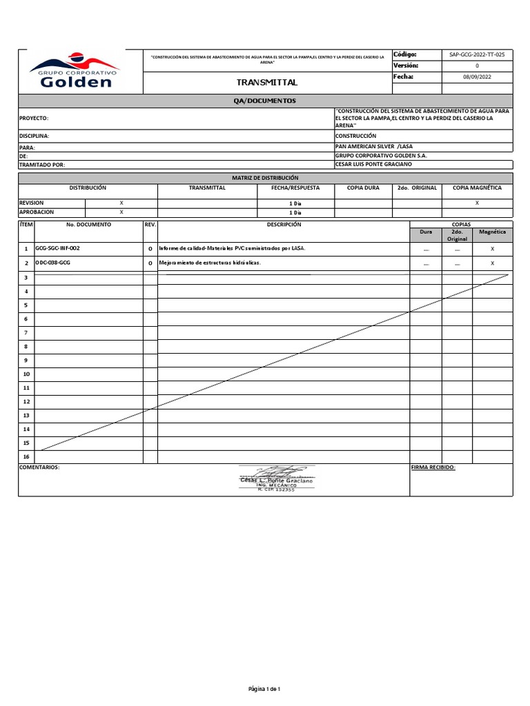 Modelo Transmittal | PDF