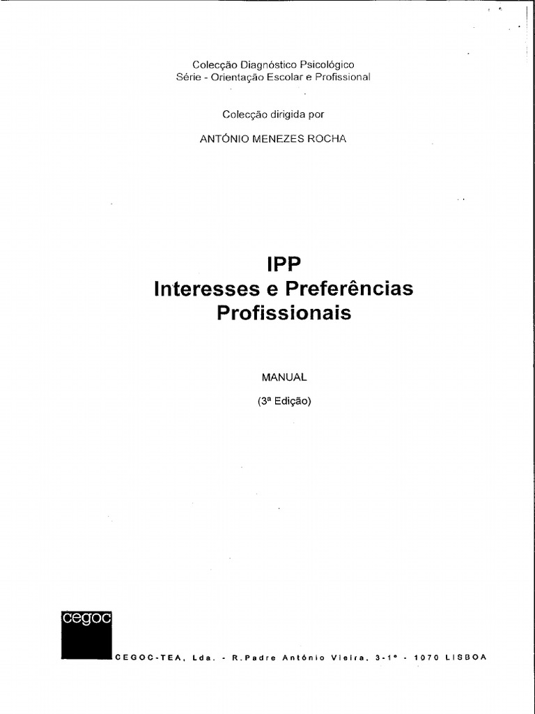 Interesses e Preferências Profissionais (IPP) | PDF