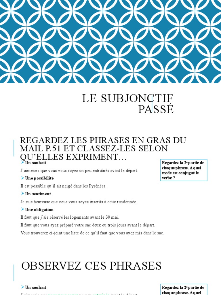 Subjonctif Passee | PDF | Verbe | Mécanique du langage