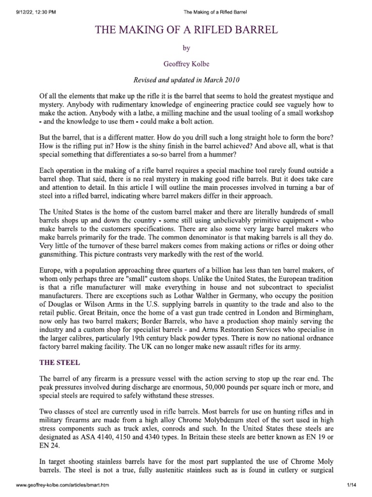 The Making of A Rifled Barrel | PDF