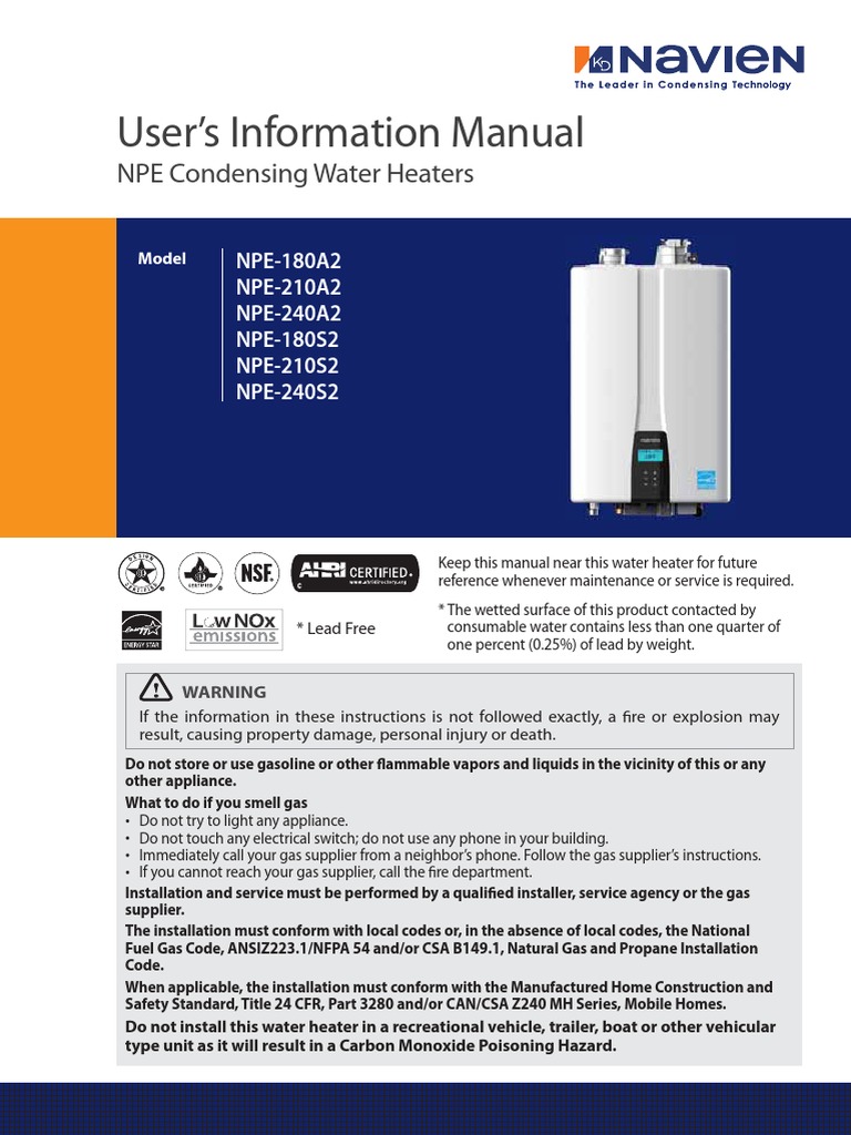 NPE-2 User's - Manual - EN - 201202 | PDF | Water Heating | Chemical ...