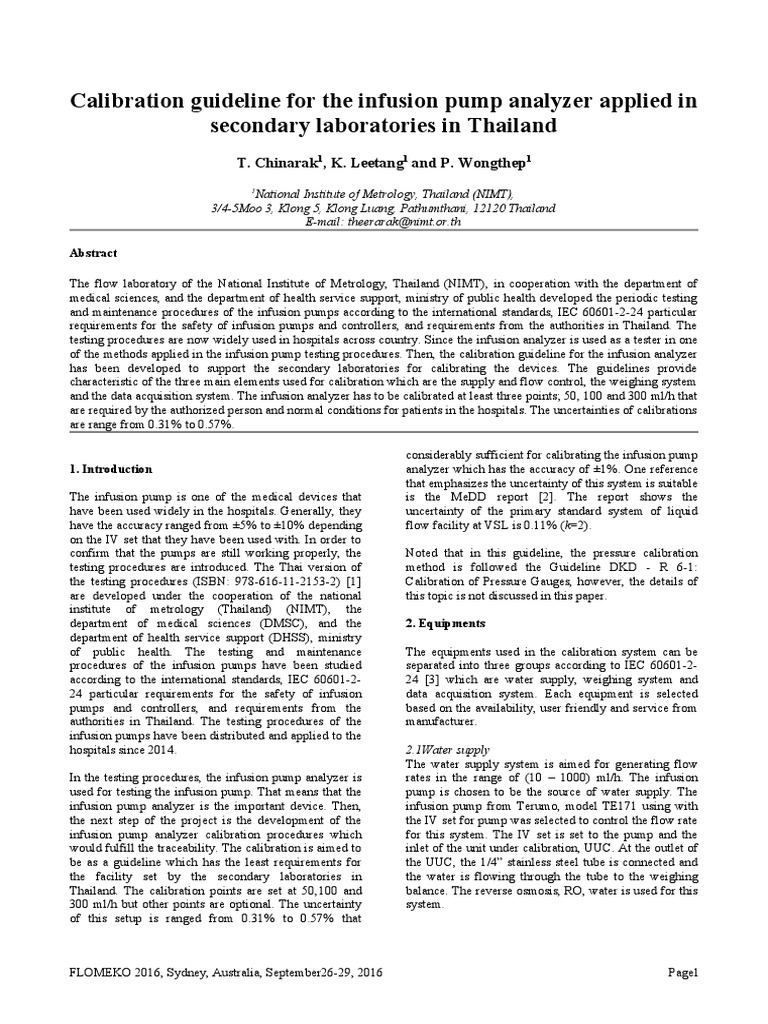 Infusion Pump Analyzer Calibration Guide | PDF | Calibration | Flow ...