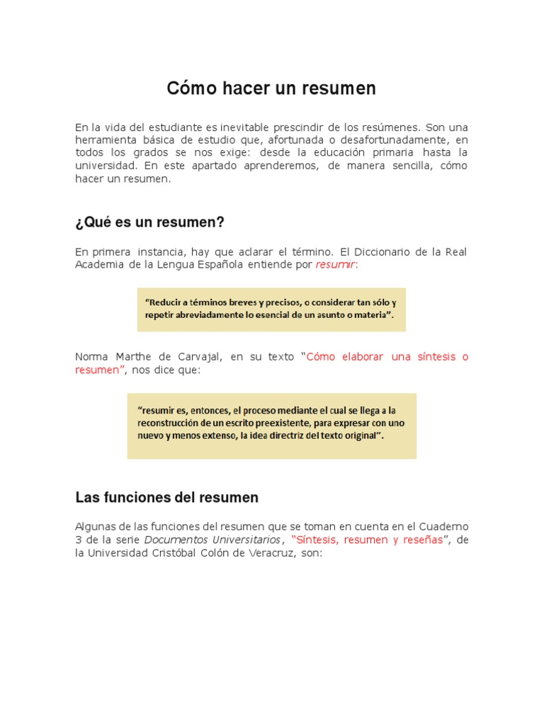 Como Hacer Un Resumen | PDF | Aprendizaje | Ciencia cognitiva