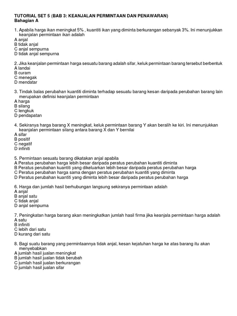 Tutorial Set 5 | PDF