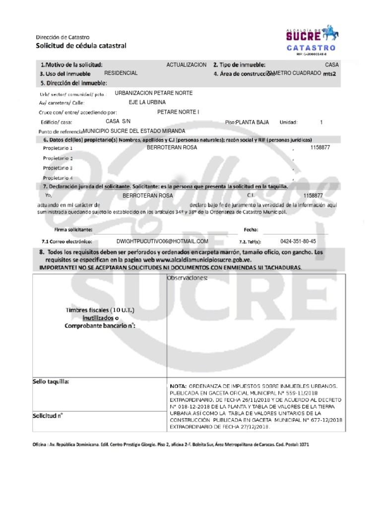 Cedula Catastral Dualey | PDF