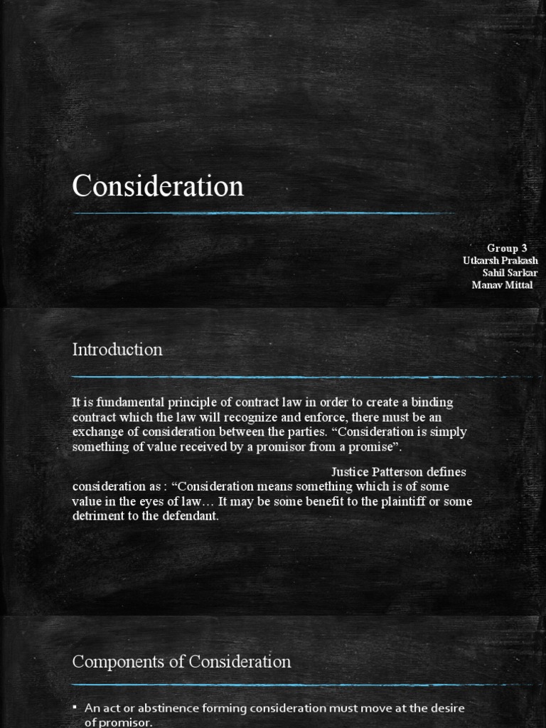 Consideration in Contract Law: Essentials, Components, Exceptions | PDF | Consideration | Loans