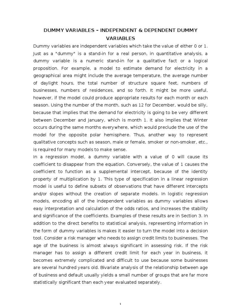 Dummy Dependent Variables Models | PDF | Dummy Variable (Statistics) | Ordinary Least Squares