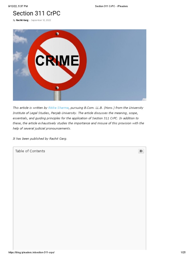 Section 311 CRPC - IPleaders | PDF | Criminal Procedure In South Africa | Witness