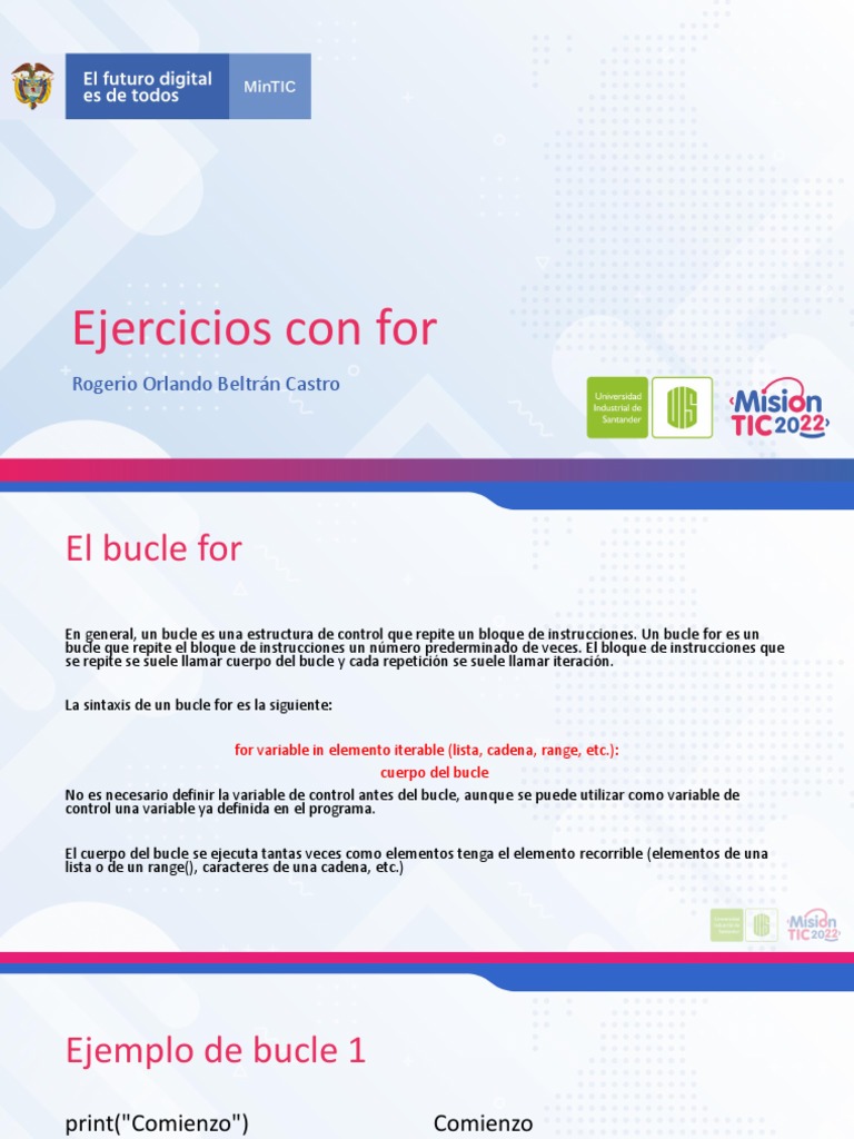 Bucle For | PDF | Python (lenguaje de programación) | Flujo de control