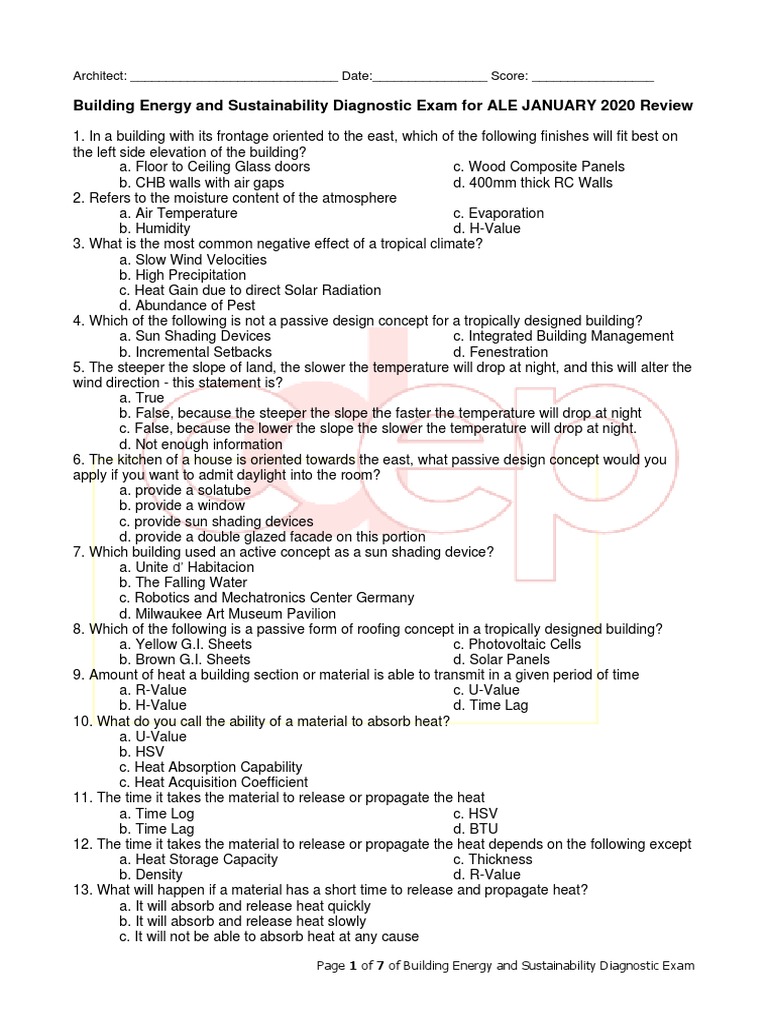 Cdep Tropical Mock Board Exams | PDF | Window | Humidity