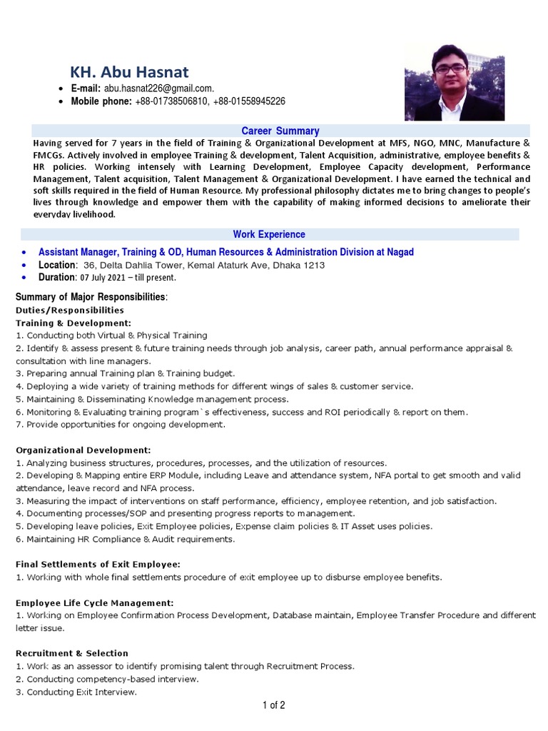 CV of KH. Abu Hasnat PDF | PDF | Human Resource Management | Employment