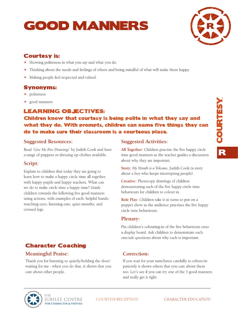 COURTESY Reception Good Manners | PDF