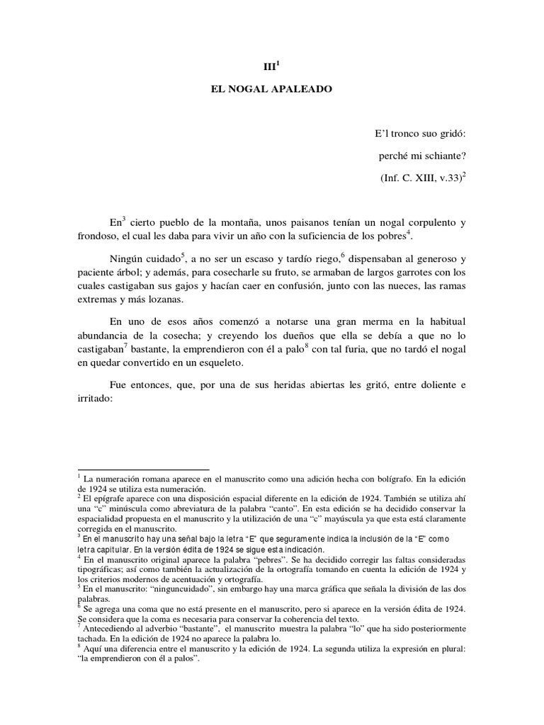 El Nogal Apaleado, Fábula | PDF | Puntuación | Lingüística
