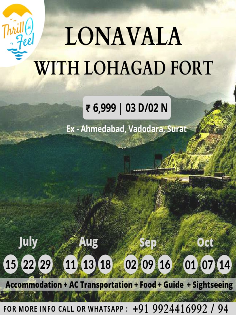 Lonavala With Lohagad Fort - ThrillOFeel | PDF