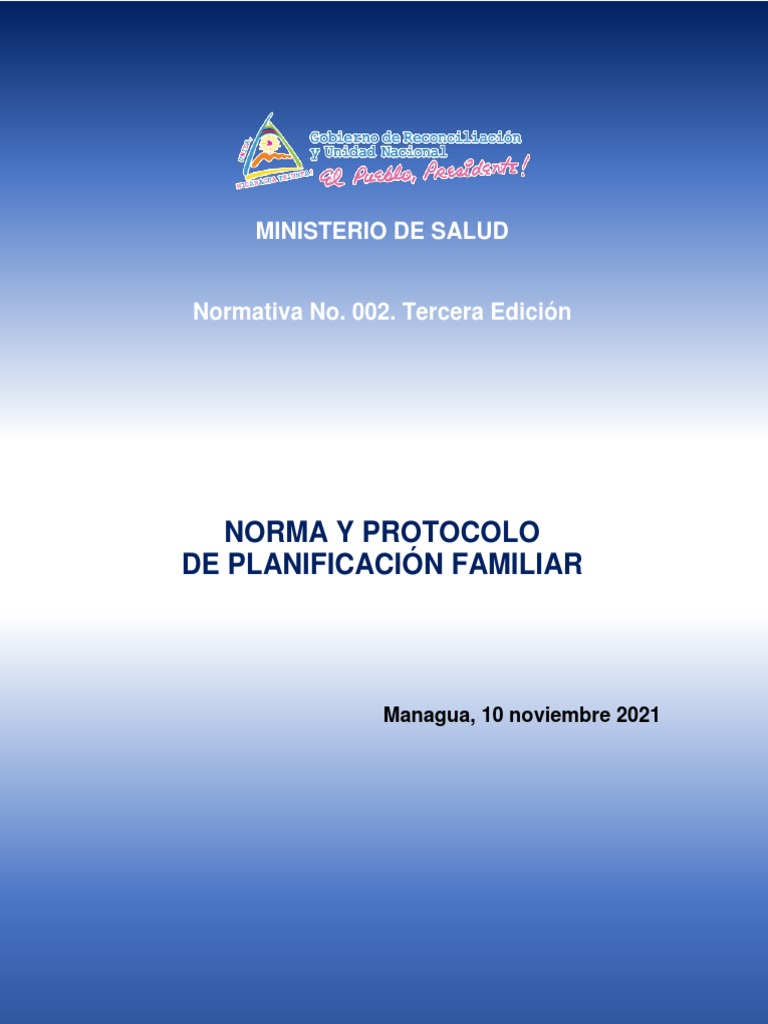 Norma y Protocolo de Planificacion Familiar N 002. Version Final 10 Noviembre 2021, Revisado Con ...