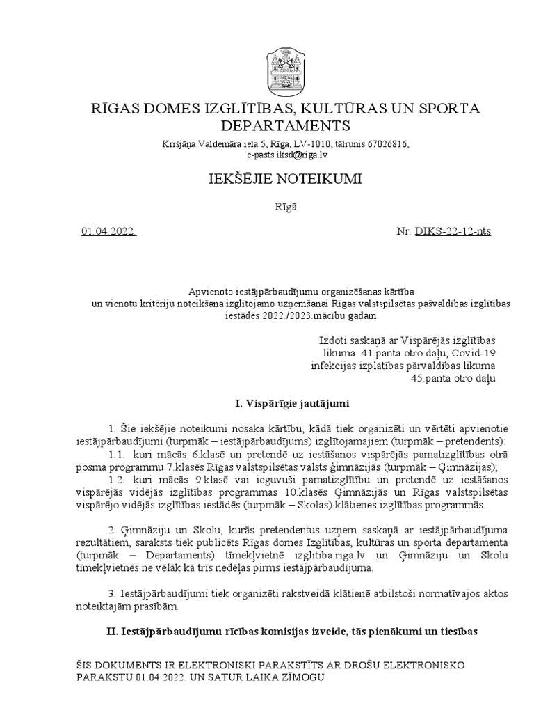 RD IKSD Ieksejie Noteikumi NR - 12 | PDF