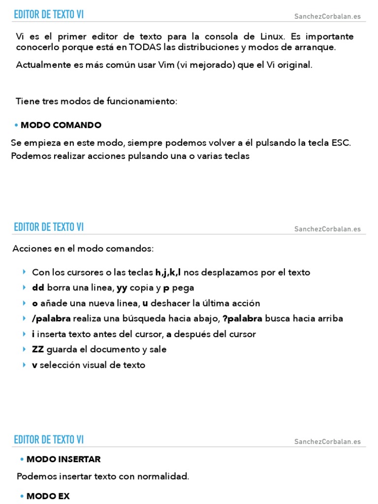 Editor de Texto Vi: Sanchezcorbalan - Es | PDF