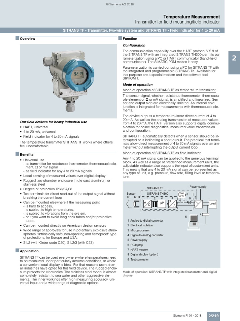 Transmisor de Temperatura Siemens | PDF | Thermocouple | Physical ...
