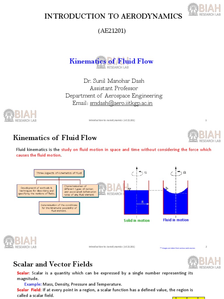 Lec 6, 7 and 8 - Kinematics of Fluid Flow | PDF | Fluid Dynamics | Lagrangian Mechanics