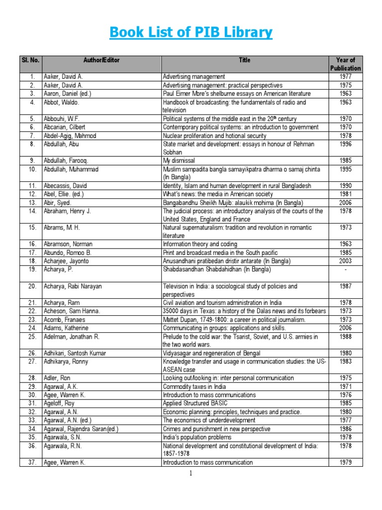 Libray Book List - A-Z Final | PDF | Bangladesh