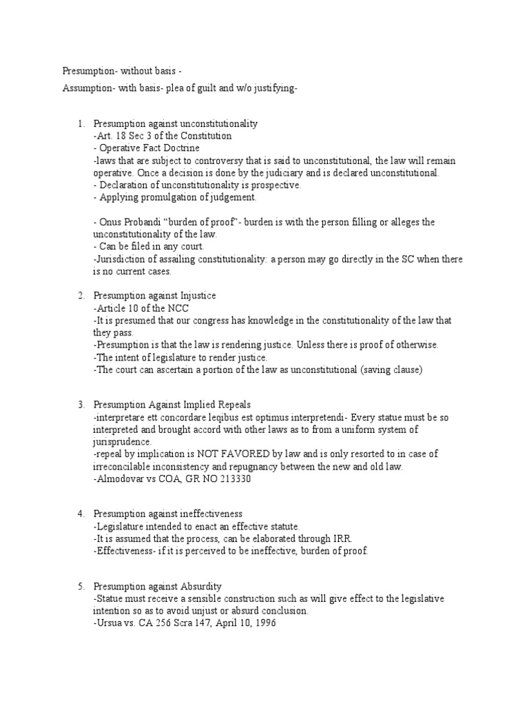 Statcon Presumption | PDF | Burden Of Proof (Law) | Public Sphere