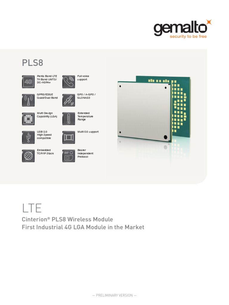 PLS8 Terminal Datasheet EN | PDF | Lte (Telecommunication) | 4 G