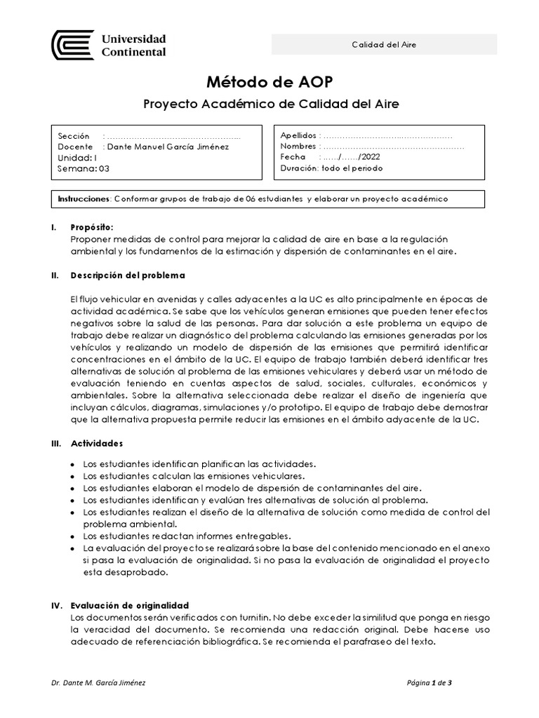 AOP Calidad Del Aire 202220 v1 | PDF | Diseño | Evaluación