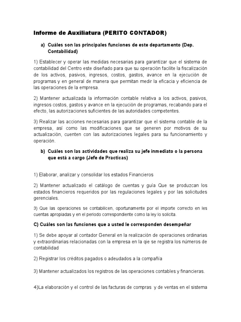 Informe de Auxiliatura | PDF | Contabilidad | Economias
